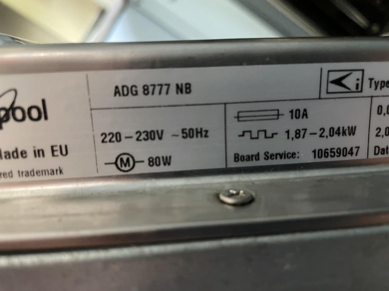 Info Erreur E1 F8 LV Whirlpool ADG8777 Info Erreur E1 F8 LV Whirlpool ADG8777